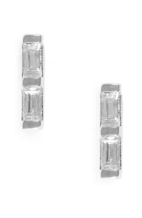 DANA REBECCA DESIGNS Sadie Pearl Double Baguette Diamond Stud Earrings