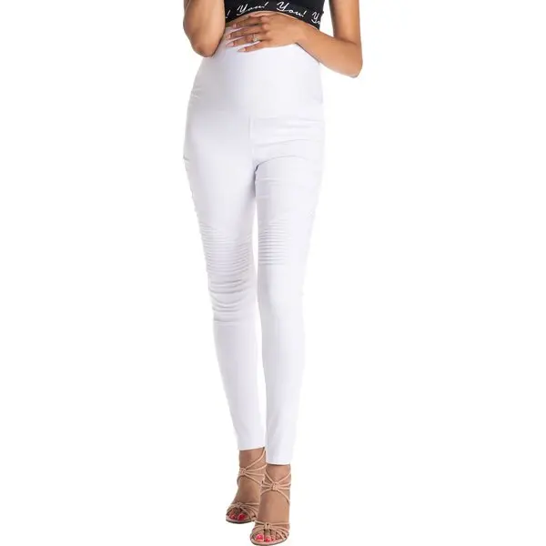 PREGGO LEGGINGS Moto Maternity Leggings - White