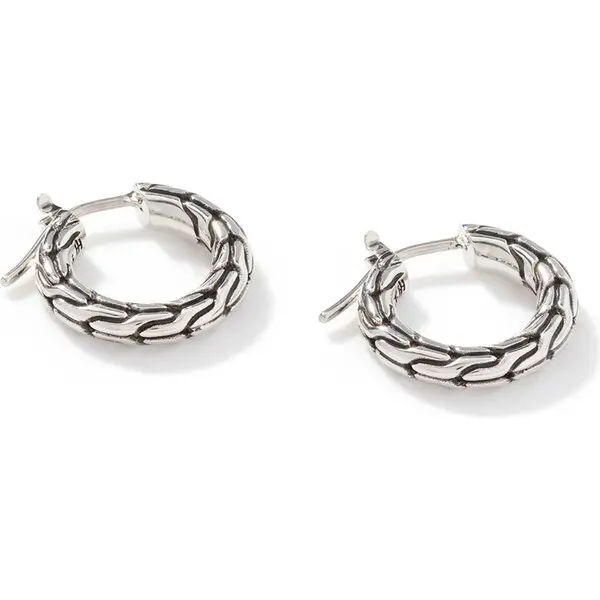 John Hardy Carved Chain Hoop Earrings - Silver