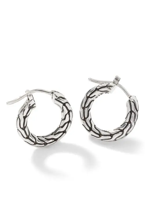 John Hardy Carved Chain Hoop Earrings