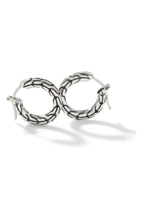 John Hardy Carved Chain Hoop Earrings