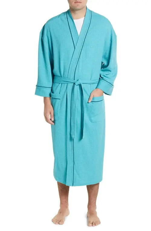 Majestic International Waffle Knit Robe - Peacock