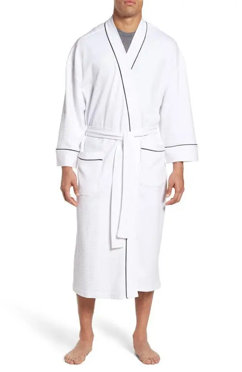 Majestic International Waffle Knit Robe - White