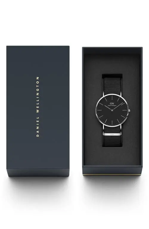 DANIEL WELLINGTON Classic Round Strap Watch - Silver/black