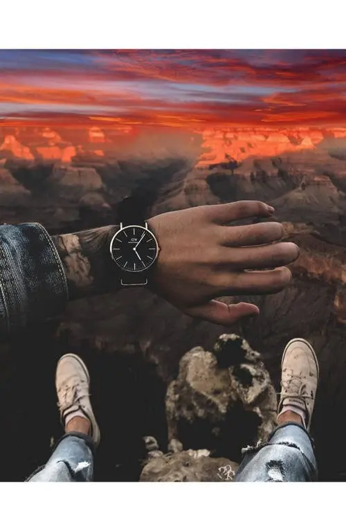 DANIEL WELLINGTON Classic Round Strap Watch - Silver/black