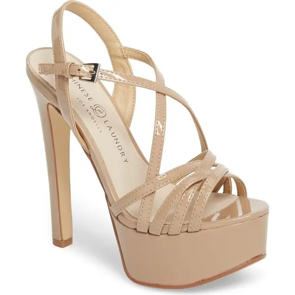 Chinese Laundry Teaser2 Platform Sandal - Nude Patent