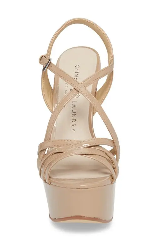 Chinese Laundry Teaser2 Platform Sandal - Nude Patent