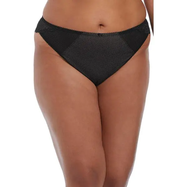 Elomi Charley Full Figure Mesh & Lace Brazilian Briefs - Black