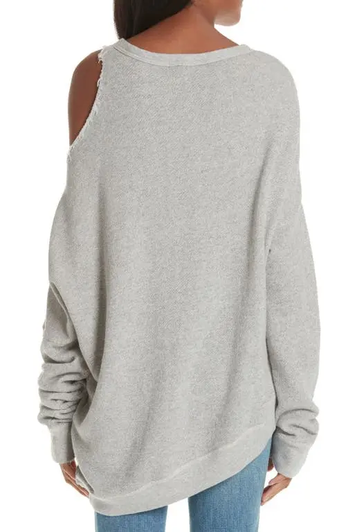 R13 Distressed Cold-shoulder Sweatshirt