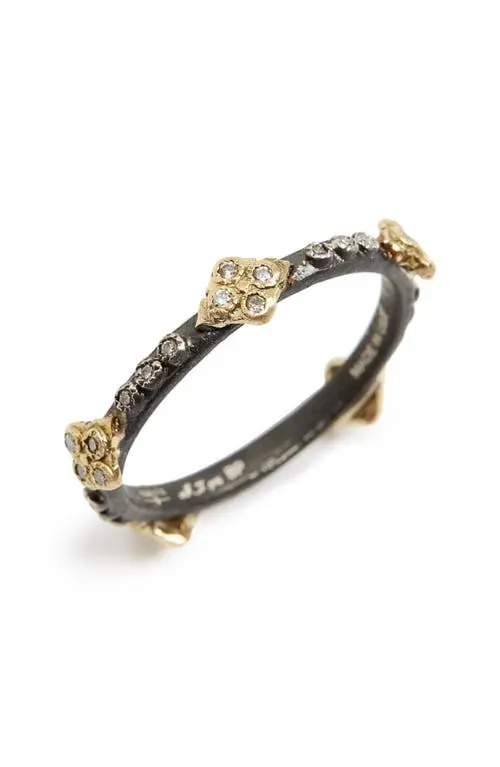 Armenta Old World Crivelli Diamond Stack Ring - Blackened Silver/ Yellow Gold