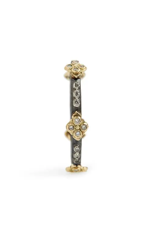 Armenta Old World Crivelli Diamond Stack Ring - Blackened Silver/ Yellow Gold