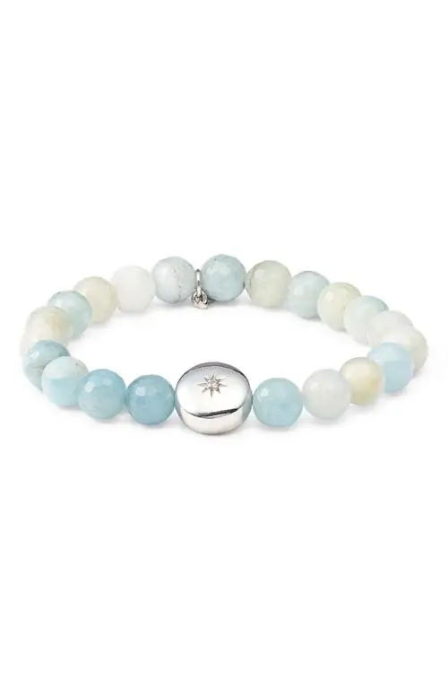 Anzie Star Charm Beaded Bracelet - Silver/aquamarine