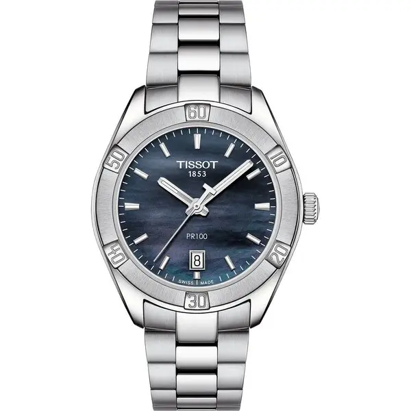 TISSOT Pr 100 Sport Chic Stainless Steel Bracelet Watch - Silver/black Mop/silver
