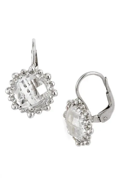 Anzie Dew Drop Snowflake White Topaz Drop Earrings - Silver
