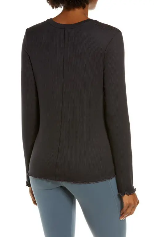 Zella Lettuce Edge Long Sleeve Rib T-shirt