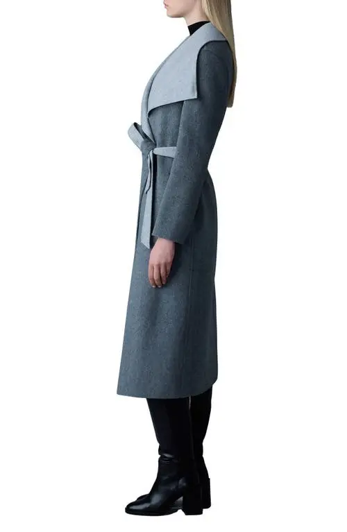Mackage Mai Wool Wrap Coat - Carbon Mix-light Grey Mix