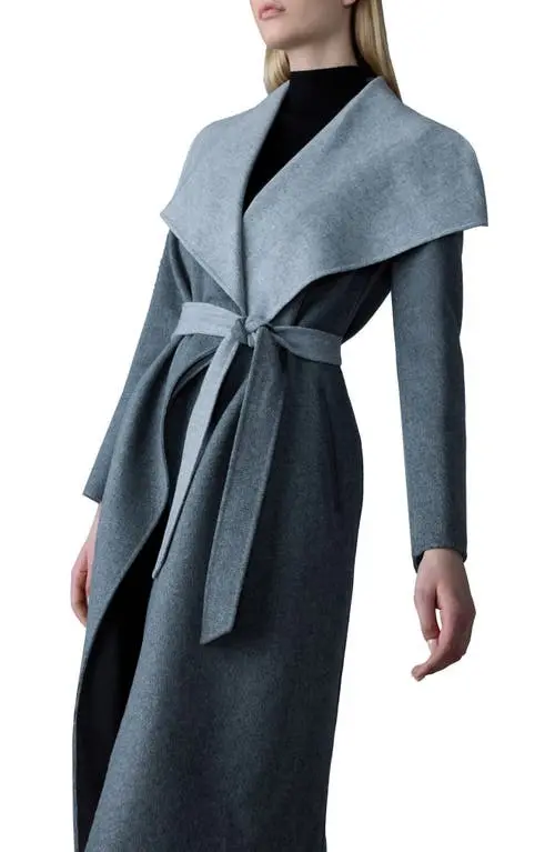 Mackage Mai Wool Wrap Coat - Carbon Mix-light Grey Mix