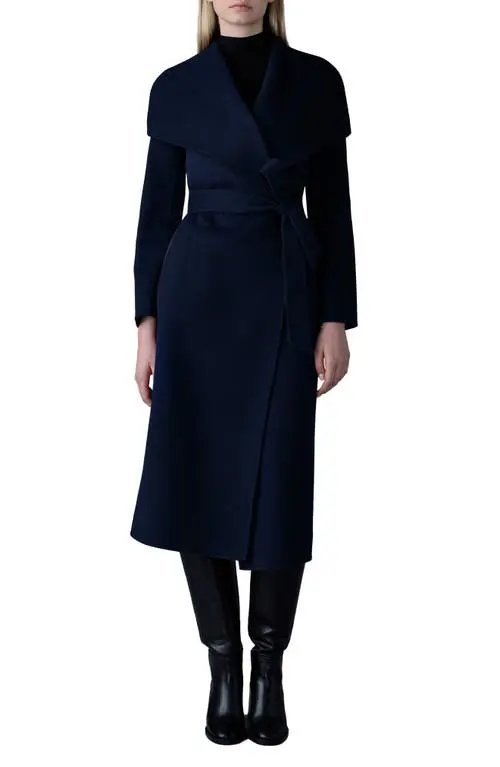 Mackage Mai Wool Long Wrap Coat - Navy