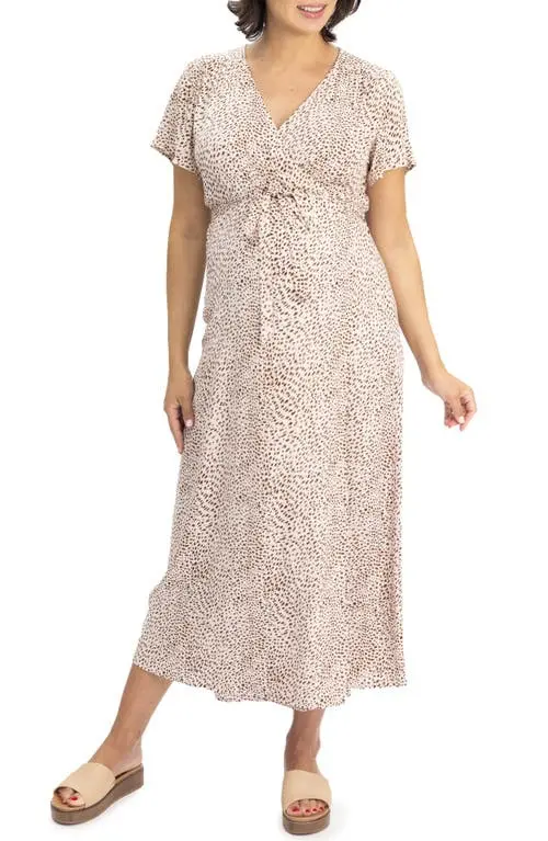 ANGEL MATERNITY Animal Print Wrap Dress - Brown