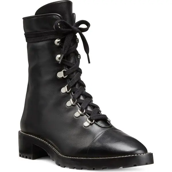 STUART WEITZMAN Kolbie Combat Boot - Black/silver