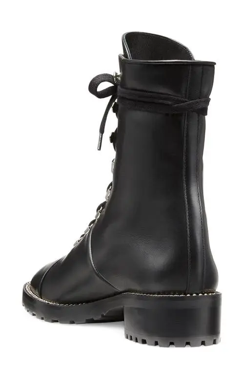 STUART WEITZMAN Kolbie Combat Boot - Black/silver