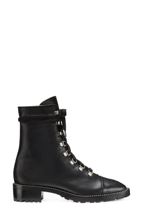 STUART WEITZMAN Kolbie Combat Boot - Black/silver