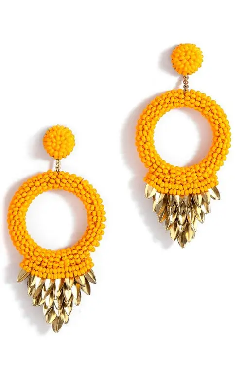 Deepa Gurnani Franka Beaded Fringe Drop Earrings - Orange
