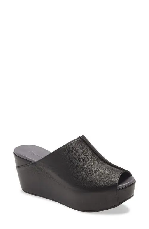 CHOCOLAT BLU Wynn Peep Toe Mule - Black Leather