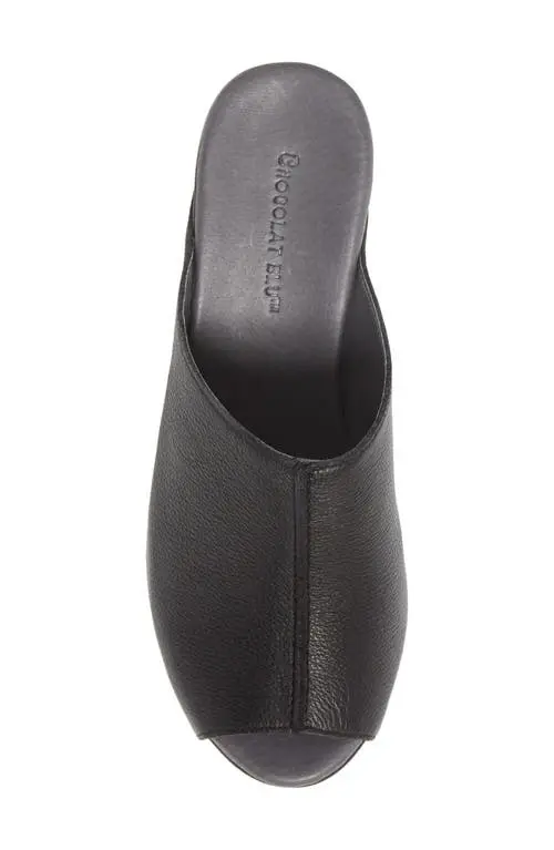 CHOCOLAT BLU Wynn Peep Toe Mule - Black Leather