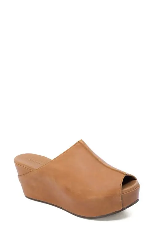 CHOCOLAT BLU Wynn Peep Toe Mule - Brown Leather