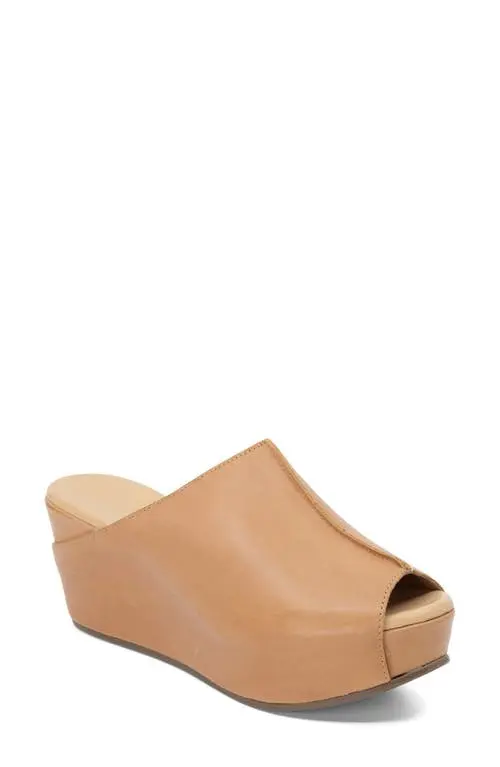 CHOCOLAT BLU Wynn Peep Toe Mule - Camel Leather