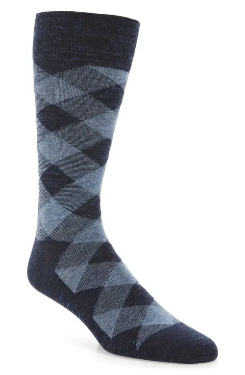 Cole Haan Twist Plaid Socks - Blue Rain Heather