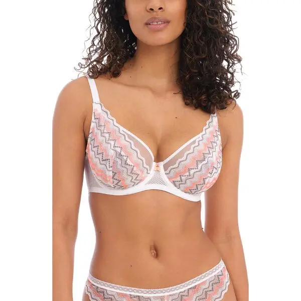 Freya Festival Vibe High Apex Underwire Plunge Bra - White Coral