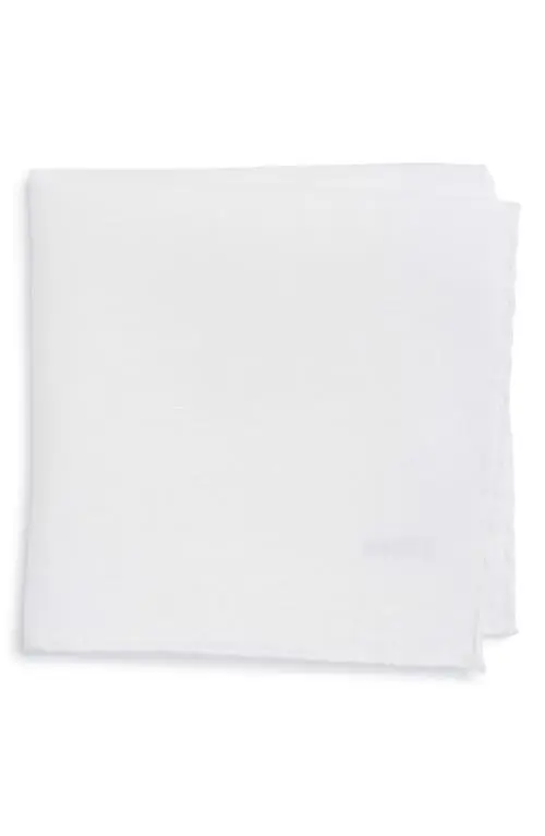 Eton Solid Linen Pocket Square - White