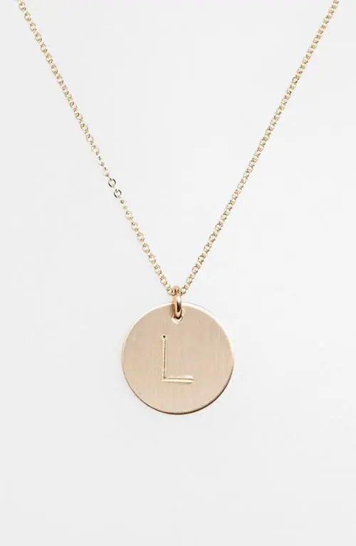 NASHELLE 14k-gold Fill Initial Disc Necklace - 14k Gold Fill L