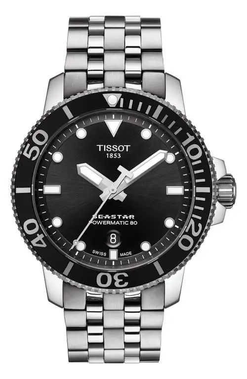 TISSOT Seastar 1000 Powermatic 80 Bracelet Watch - Silver/black/silver
