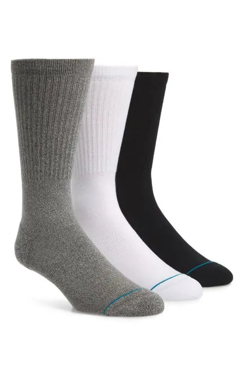 Stance Icon Assorted 3-pack Crew Socks - Black/white/grey