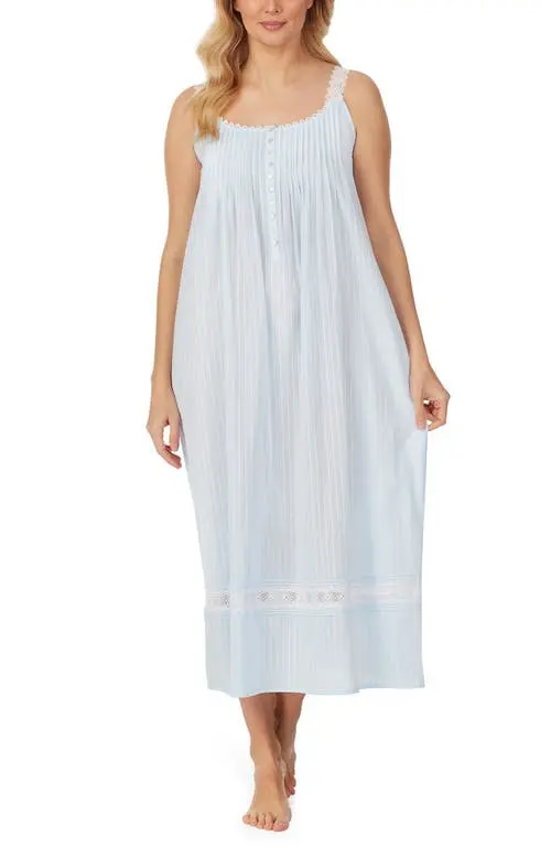 Eileen West Sleeveless Cotton Nightgown - Blue