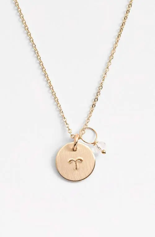 NASHELLE 14k-gold Fill & Semiprecious Birthstone Zodiac Mini Disc Necklace - Aries