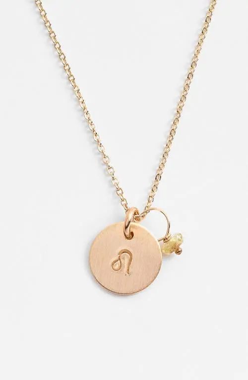 NASHELLE 14k-gold Fill & Semiprecious Birthstone Zodiac Mini Disc Necklace - Leo
