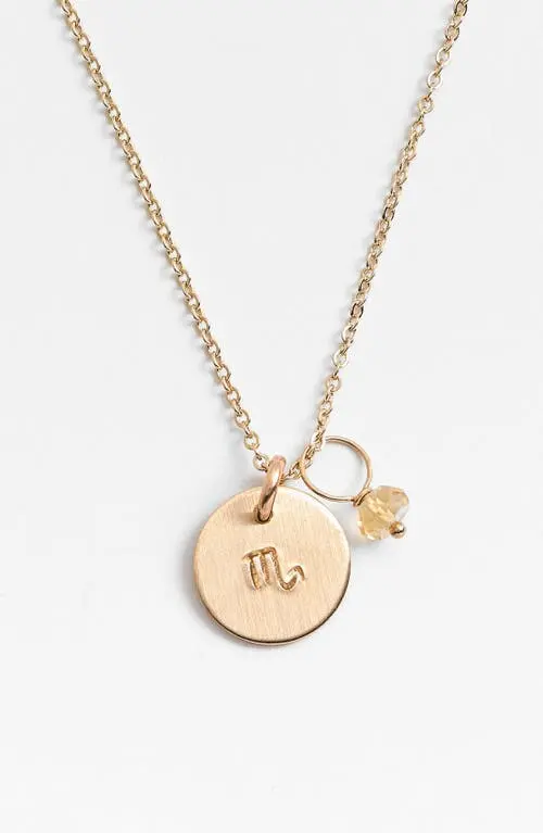 NASHELLE 14k-gold Fill & Semiprecious Birthstone Zodiac Mini Disc Necklace - Scorpio
