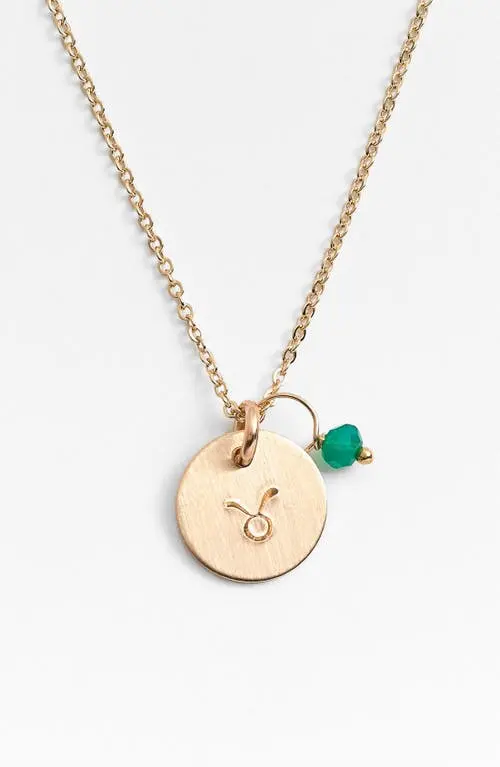 NASHELLE 14k-gold Fill & Semiprecious Birthstone Zodiac Mini Disc Necklace - Taurus