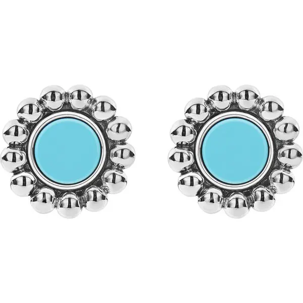 Lagos Maya Ceramic Stud Earrings - Silver