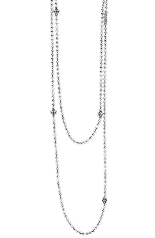 Lagos Long Caviar Icon Station Necklace - Silver