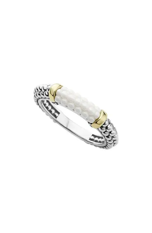 Lagos Caviar Stacked Band Ring - White/ Gold