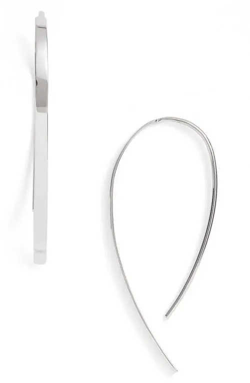 Lana Jewelry 14k Gold Mini Flat Hooked-on Hoop Earrings - White Gold