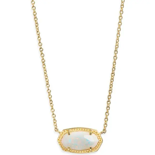 Kendra Scott Elisa Pendant Necklace - White Kyocera Opaldnu