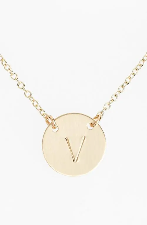 NASHELLE 14k-gold Fill Initial Disc Necklace - 14k Gold Fill V