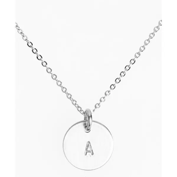 NASHELLE Sterling Silver Initial Mini Disc Necklace - Sterling Silver A