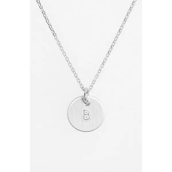 NASHELLE Sterling Silver Initial Mini Disc Necklace - Sterling Silver B